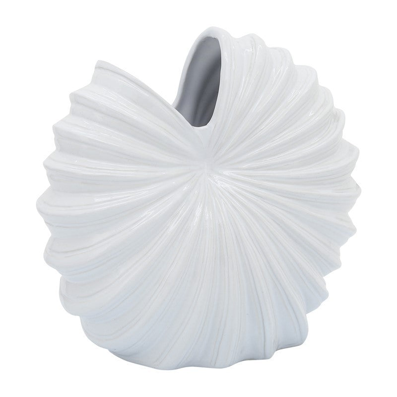 Ceramic White Shell Vase — BDC Living