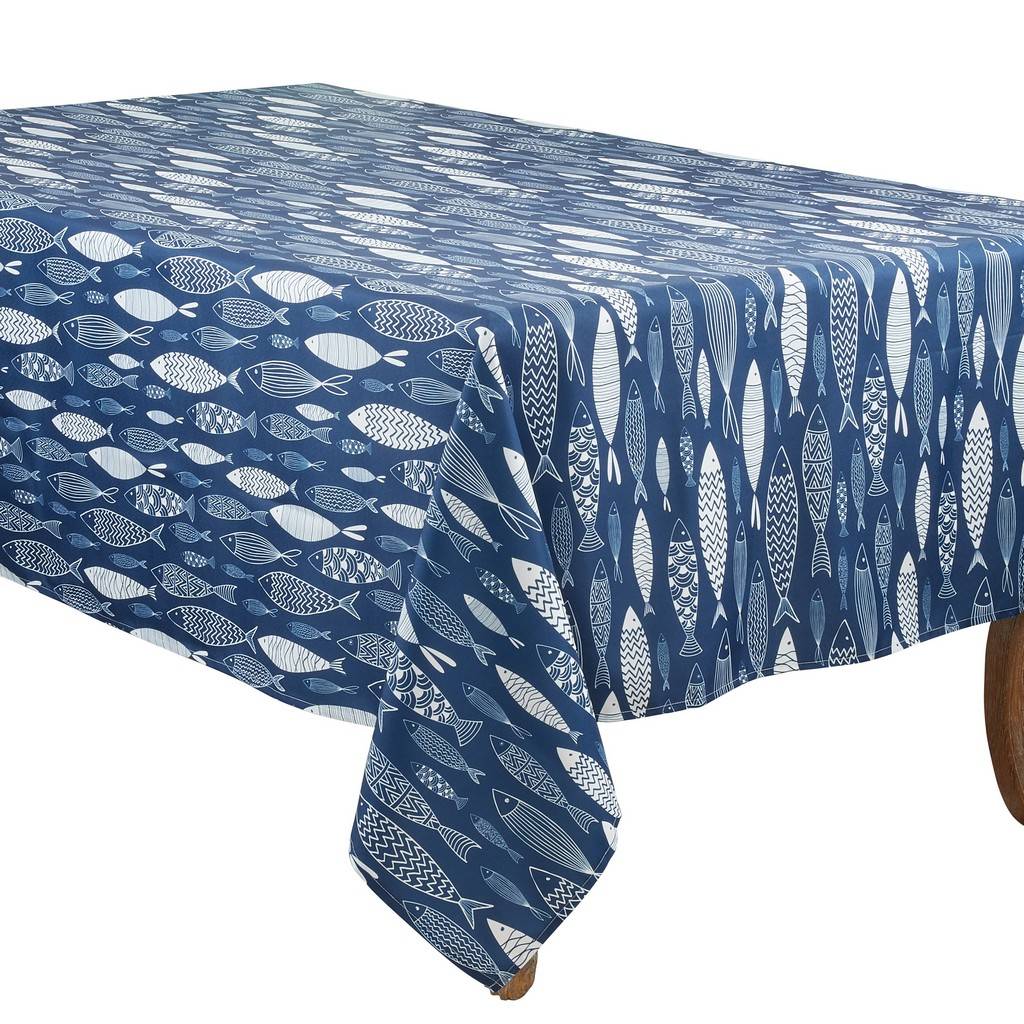 Fish Tablecloth - Navy Blue — BDC Living