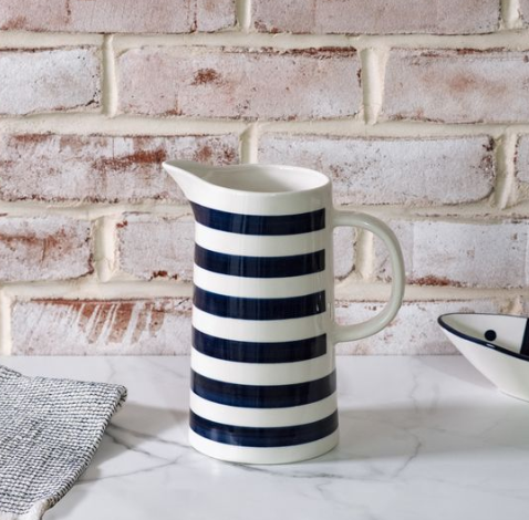 Blue White Stripe Pitcher — BDC Living