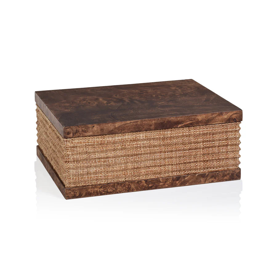 Rosso Wood & Raffia Box - Large — BDC Living