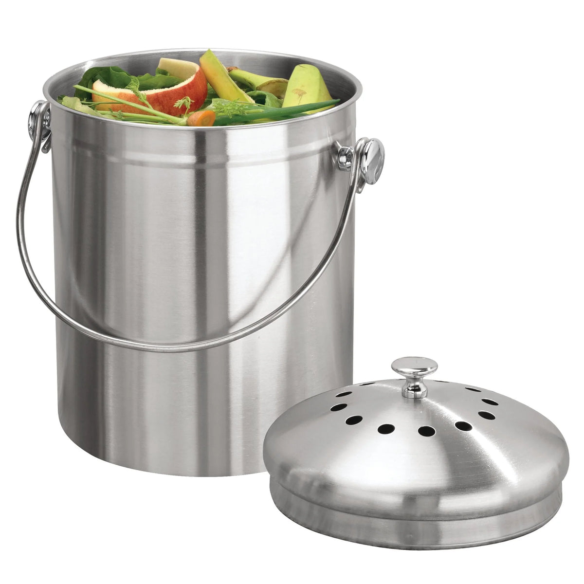 Brushed Stainless Steel Compost Bin & Charcoal Filter — BDC Living