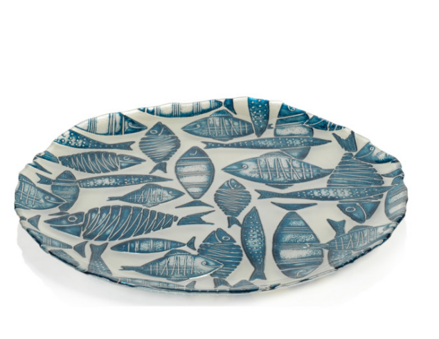 Kauai Blue / Silver Fish Platter — BDC Living