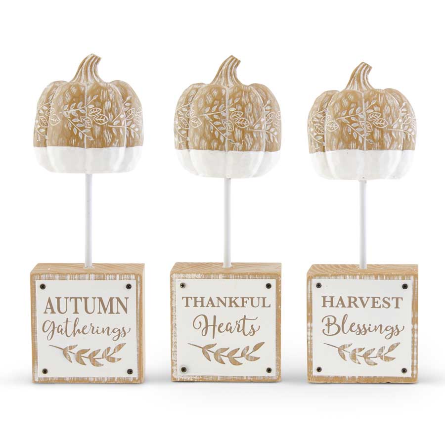 Carved Pumpkin Spindles Message Block — BDC Living