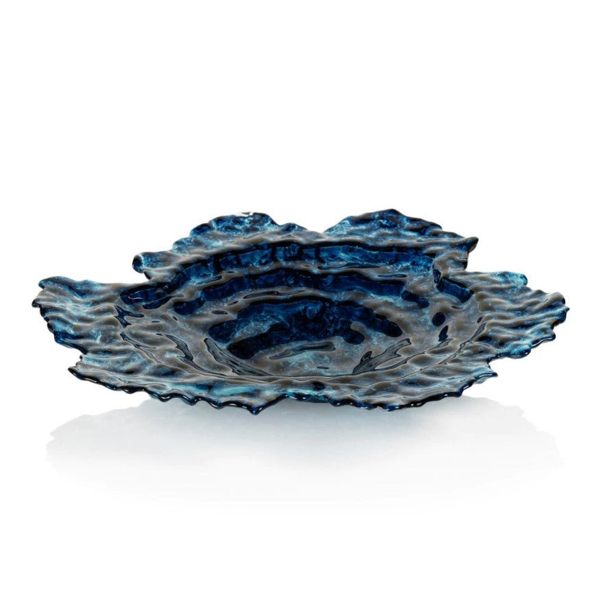 Oyster Rock Blue Marble Glass Plate — BDC Living