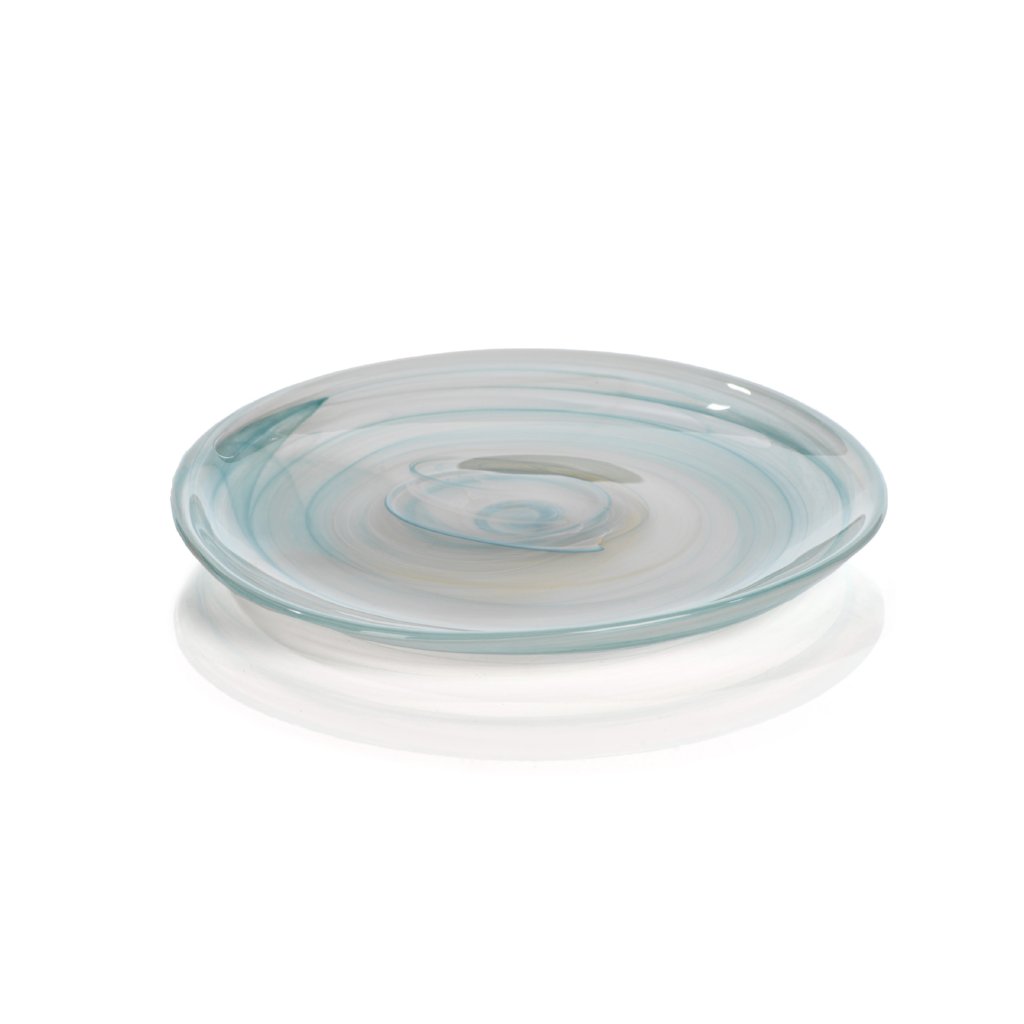 Mallorca Alabaster Glass Plate-Aqua — BDC Living