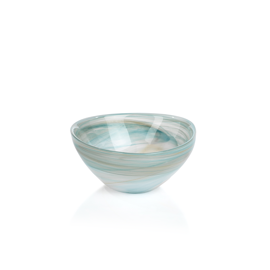 Mallorca Alabaster Glass Bowl - Aqua — BDC Living